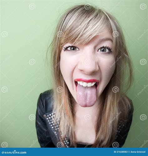 Woman Sticks Her Tongue Out Stock Image Image Of Angle Obnoxious 21638083