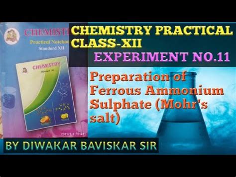 Chemistry Practical Class 12 Preparation Of Ferrous Ammonium Sulphate