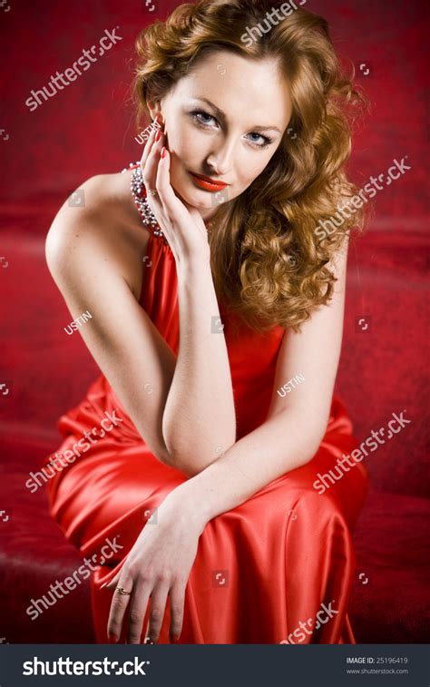 Sexy Women Red Dress On Red Stock Photo 25196419 Shutterstock