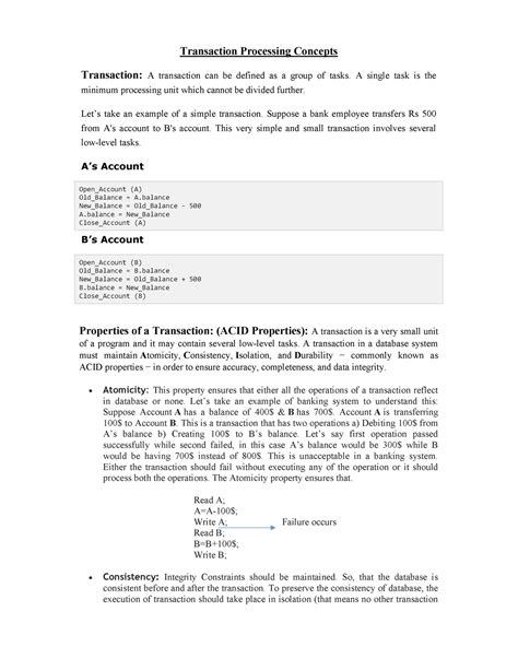 dbms unit iv transaction management transaction processing concepts transaction a