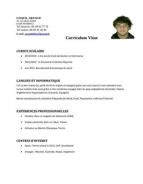 Resume Format Mod Le Cv Travail Saisonnier