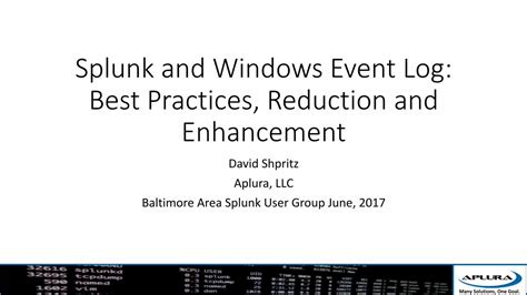 Pdf Splunk And Windows Event Log Best Practices Reduction