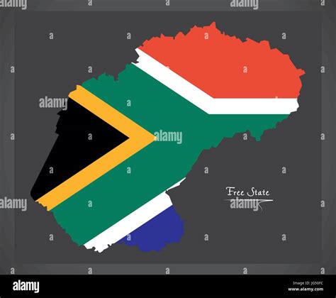 Free State South Africa Map With National Flag Illustration Stock
