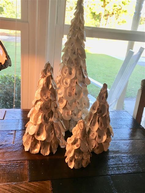 Oyster Shell Tree Christmas Tree Nautical Decor Coastal Etsy