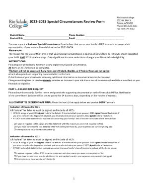 Fillable Online 2022 2023 Special Circumstance Request Form Student S