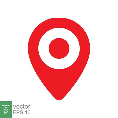 Location Pin Icon Simple Flat Style Red Map Point Place Marker
