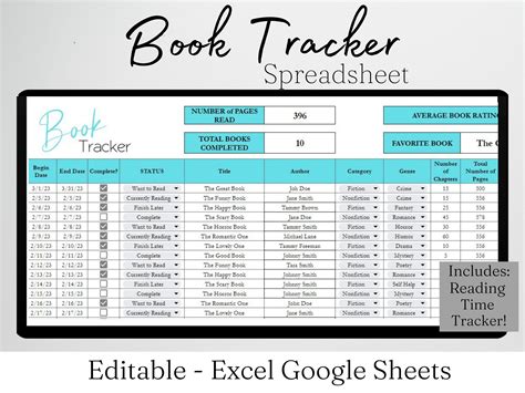 Reading Tracker Spreadsheet Reading Tracker Google Sheets Book