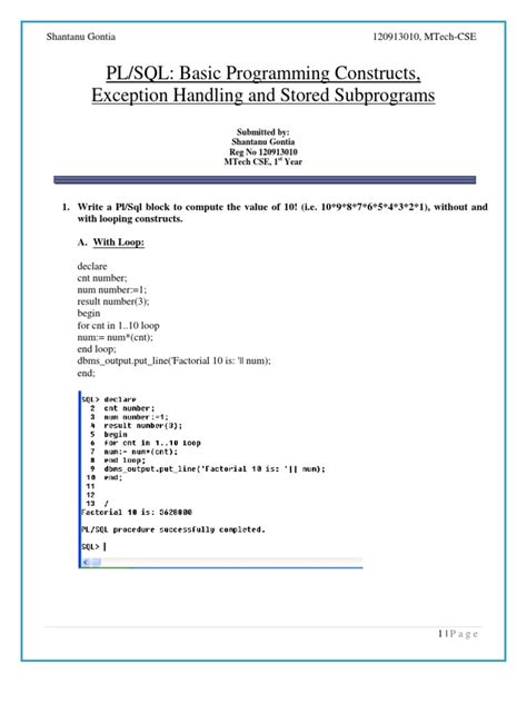 pl sql lab work pdf subroutine pl sql