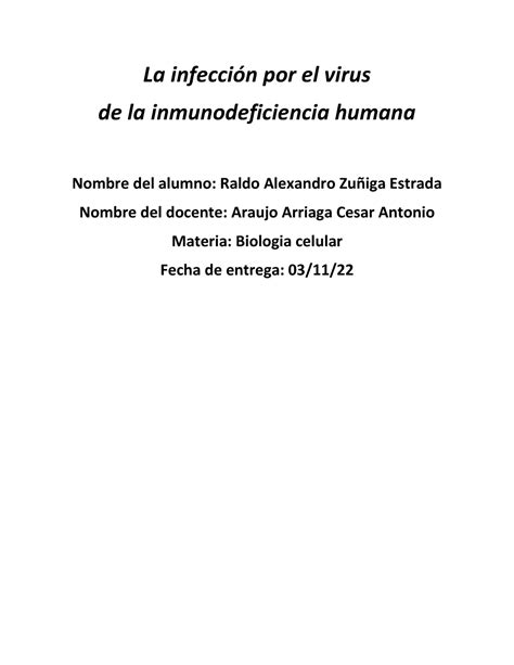 La infección por el virus resumen biologia raldo zuñiga La infección