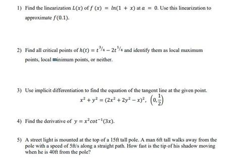 Solved Find The Linearization L X Of F X Ln X At Chegg