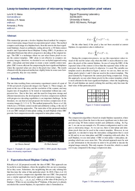 pdf lossy to lossless compression of microarrays images using expectation pixel values