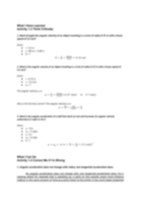 solution answer sheets general physics 1 quarter 2 module 1 rotational equilibrium and