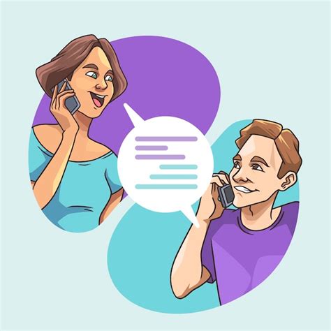 Dibujado A Mano Personas Hablando Por Tel Fono Ilustraci N Vector Premium
