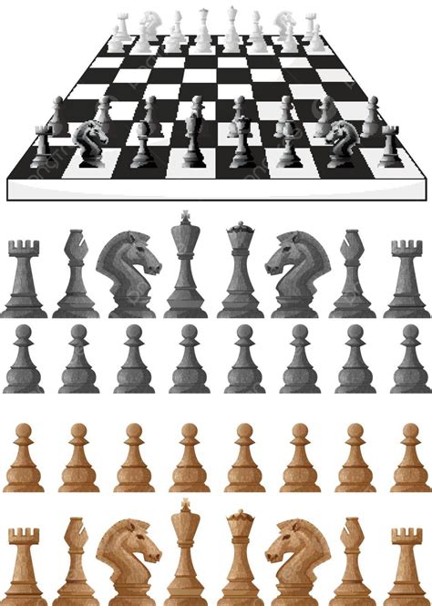Chessboard And Different Chess Pieces Isolated Activity Group Vector