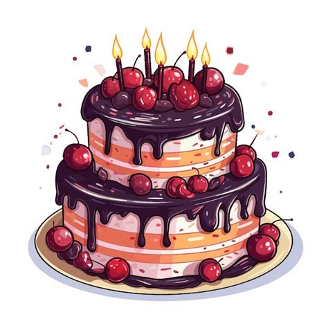 Pastel de cumpleaños con velas Vector Premium