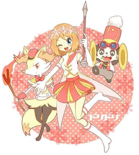 Serena With Her Braixen And Her Pancham I Give Good Credit To Whoever