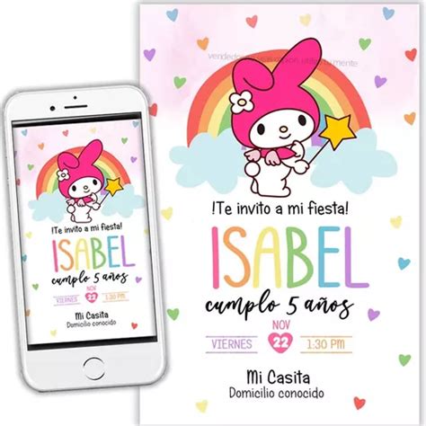 Invitacion My Melody Digital Personalizada Cumplea Os Ni A