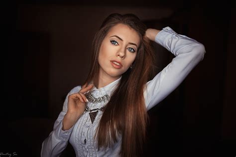 Dmitry Shulgin Long Hair Portrait Blonde Face Leather Skirts Blue