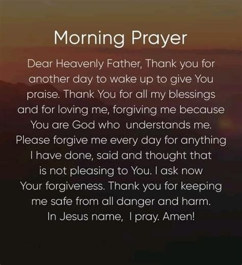A Poem That Reads Morning Prayer Dear Heavenly Father Thank You For