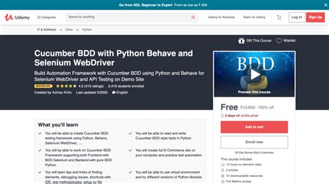 cucumber bdd with python behave and selenium webdriver free udemy course { codehexz }