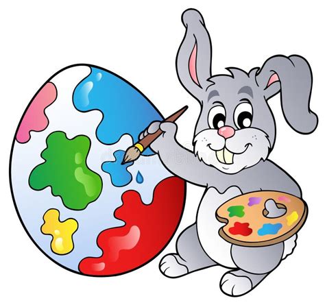 Bunny Artist Painting Easter Egg Stock Vector Image 18671613
