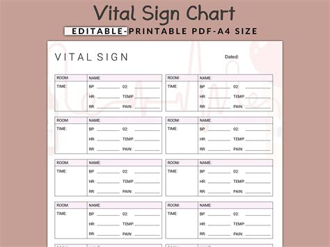 Editable And Printable Vital Sign Chart Vital Sign Log Vital Etsy Finland