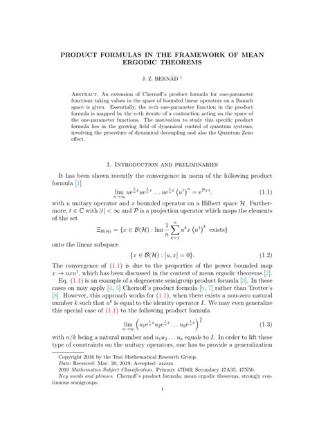 pdf product formulas in the framework of mean ergodic theorems