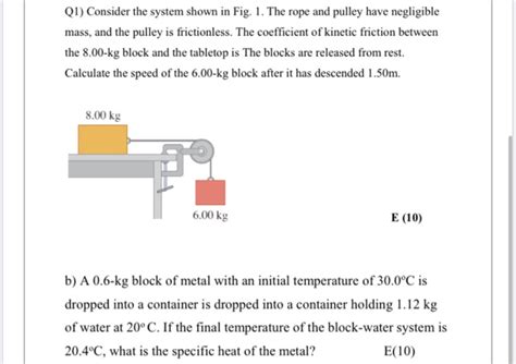 Solved Q1 Consider The System Shown In Fig 1 The Rope And Chegg
