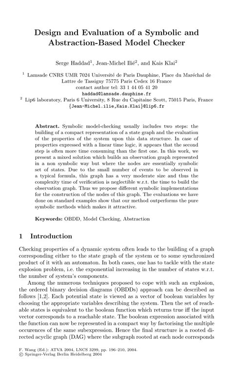 pdf design and evaluation of a symbolic and abstraction based model checker