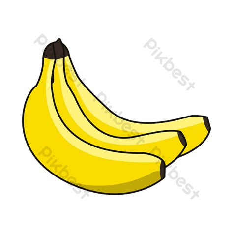 Elemen Clipart Pisang Kartun Kuning Elemen Grafik PSD Percuma Muat