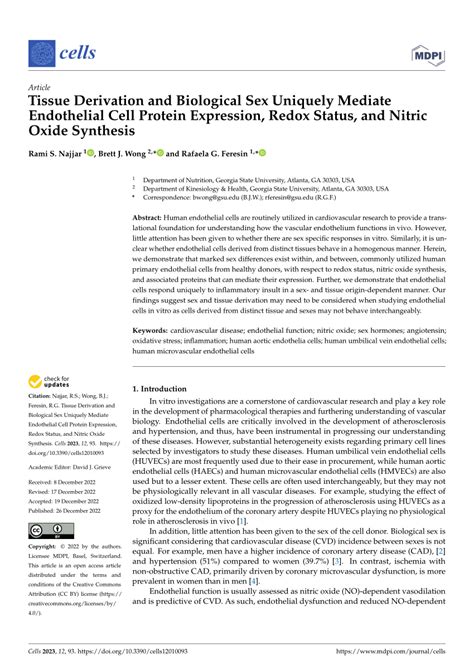 pdf tissue derivation and biological sex uniquely mediate endothelial cell protein expression