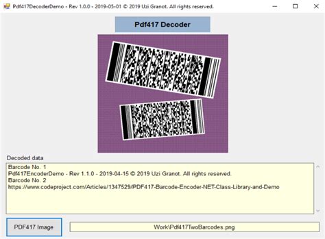 pdf417 barcode decoder class library and two demo apps codeproject