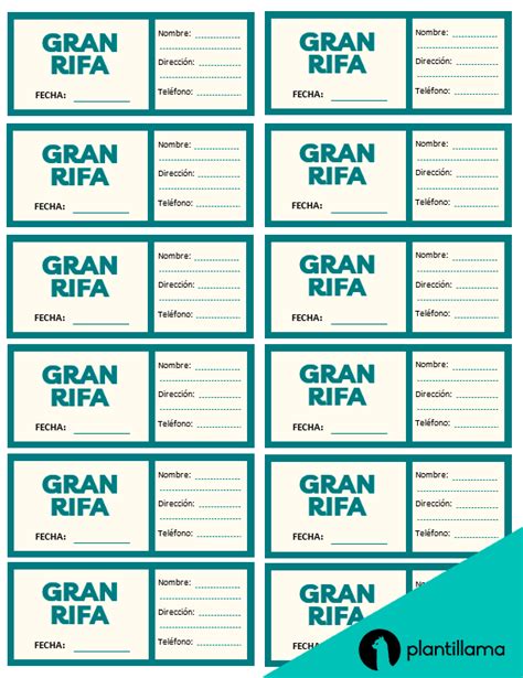 Hoja de RIFA de 50 números para imprimir en WORD o PDF verloop io