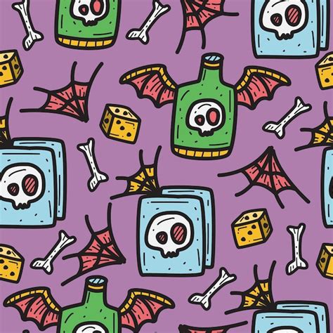Premium Vector Hand Drawn Halloween Doodle Pattern Design Illustration