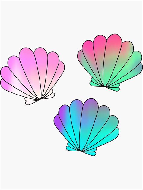 Holographic Mermaid Shells Sticker Set By Theroyalsass Mermaid