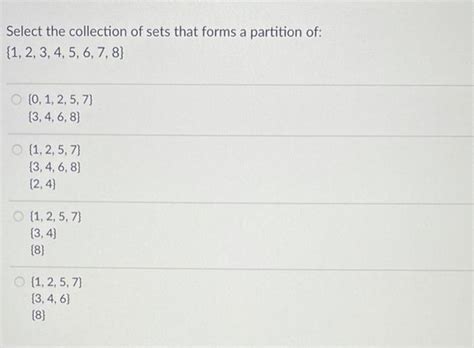 solved select the collection of sets that forms a partition