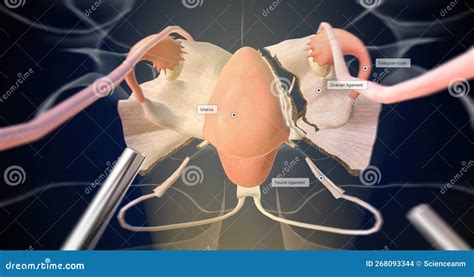 Clipping And Ligating Of Fallopian Tubes And Ovarian Ligaments Stock Illustration Illustration