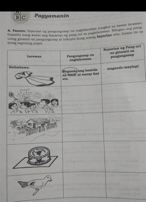 A Panuto Sumulat Ng Pangungusap Na Naglalarawan Tungkol Sa