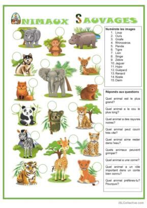 287 Animaux Français FLE fiches pedagogiques pdf doc