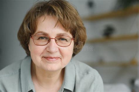 Closeup Portrait Of Older Woman Wearing Glasses Stock Photo Image Of
