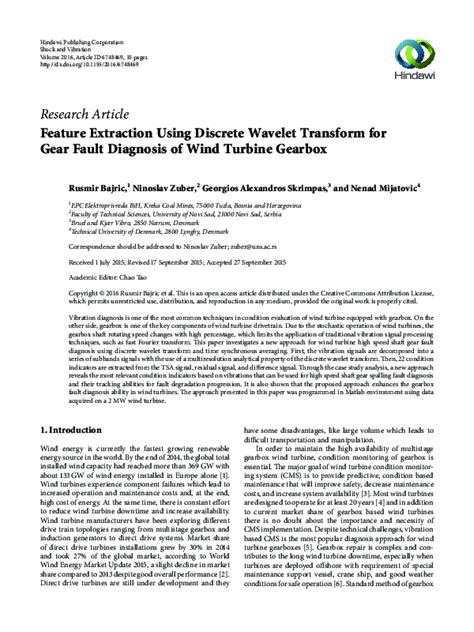 pdf feature extraction using discrete wavelet transform for gear fault diagnosis of wind