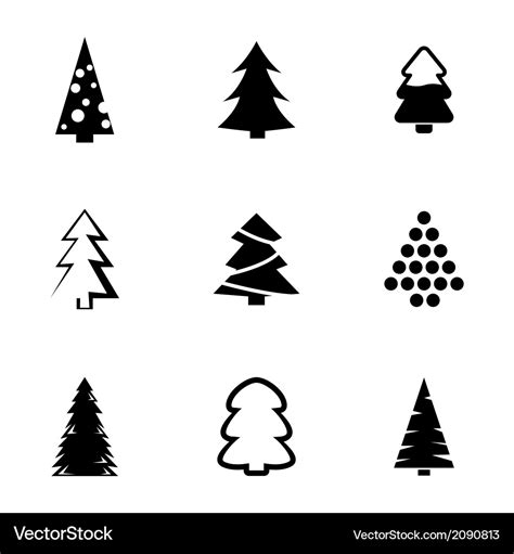 Black Christmas Tree Icons Set Royalty Free Vector Image