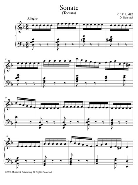 Sonate en ré mineur K 141 Toccata Piano Domenico Scarlatti EAN13