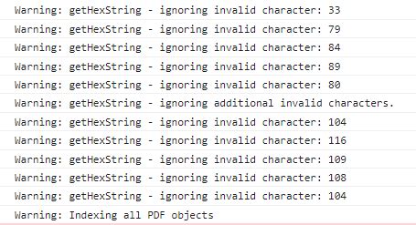Warning Gethexstring Ignoring Invalid Character Failed To Load Pdf