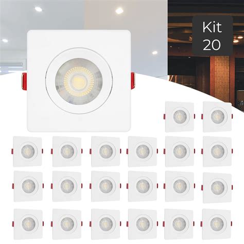 Kit 20 Spot Led 5w Dicr Ica Direcion Vel Quadrado FRIO E QUENTE Png