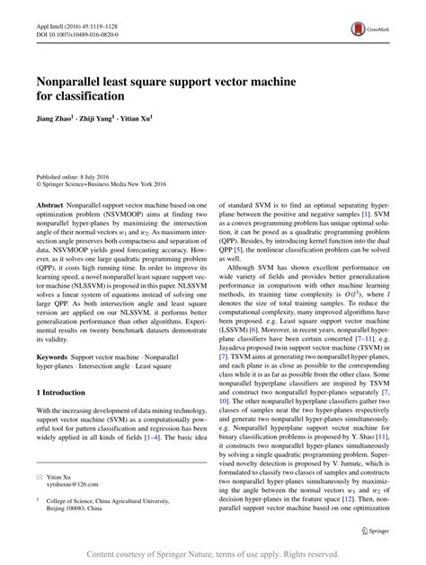 nonparallel least square support vector machine for classification request pdf