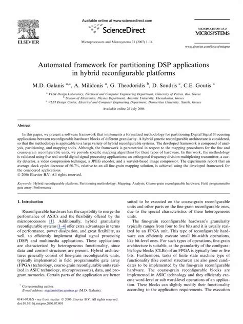 pdf automated framework for partitioning dsp applications in hybrid reconfigurable platforms