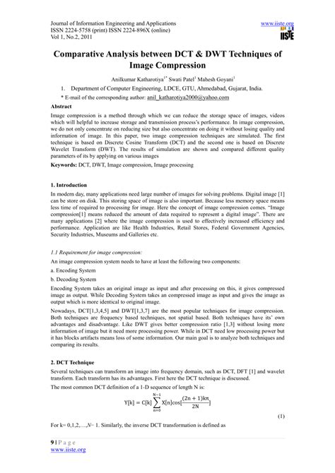 pdf comparative analysis between dct and dwt techniques of image compression