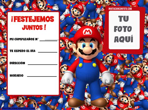 Mario Bros Tarjetas de Cumpleanos Invitaciones de Cumpleaños