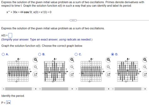 solved express the solution of the given initial value